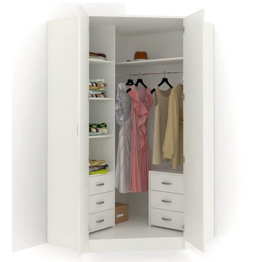 Шкаф угловой Алиса 4 белый с распашными дверями купить - Фаворит-мебель